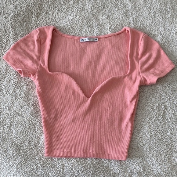 Zara | Tops | Zara Pink Sweetheart Crop Top | Poshmark